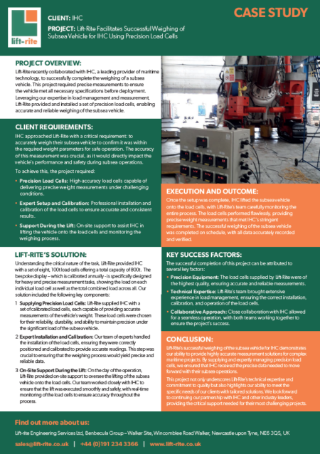 IHC – Weighing of Subsea Vehicle - Lift-rite Engineering Services