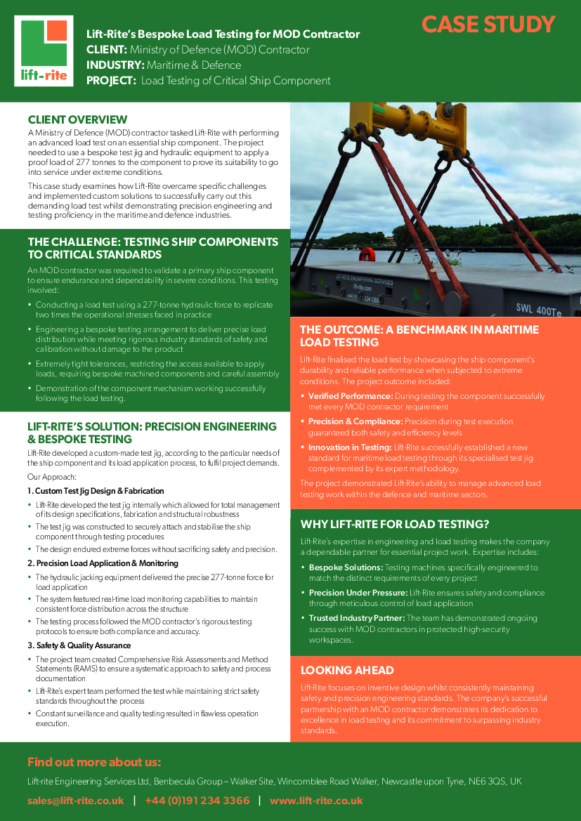 Lift-Rite’s Bespoke Load Testing for MOD Contractor - Lift-rite ...